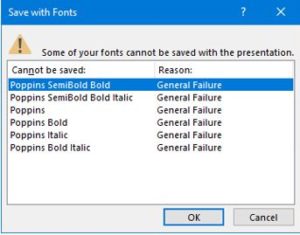 Google Poppins font error when saving a PowerPoint presentation ...